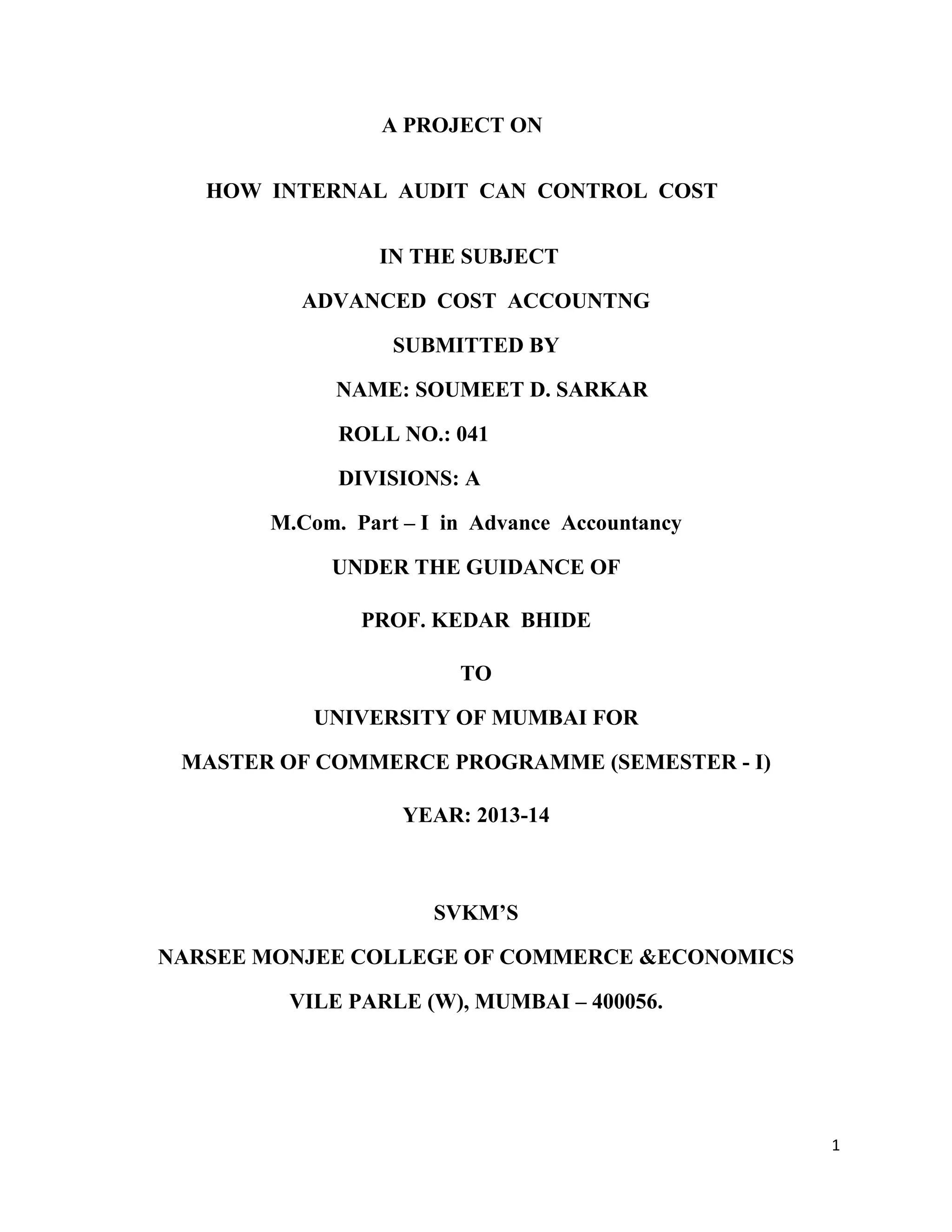 Internal Audit Project | PDF