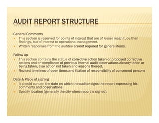 Internal audit report writing | PPT