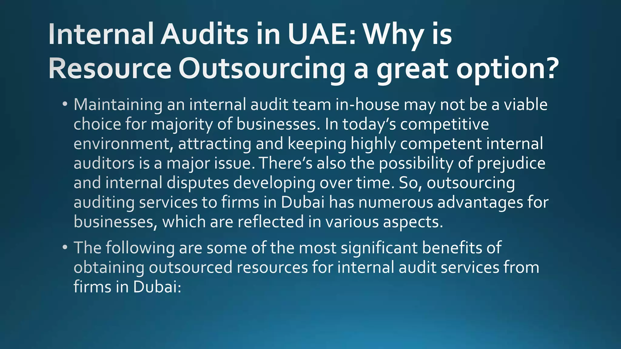 Internal audit resource outsourcing in uae | PPTX | Business Accounting ...
