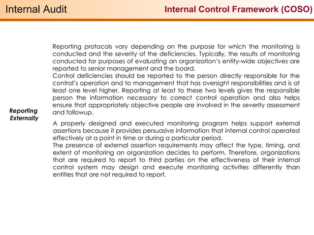 Internal Audit COSO Framework | PPT | Executive Leadership & Management ...