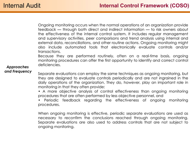 Internal Audit COSO Framework | PPT | Executive Leadership & Management ...