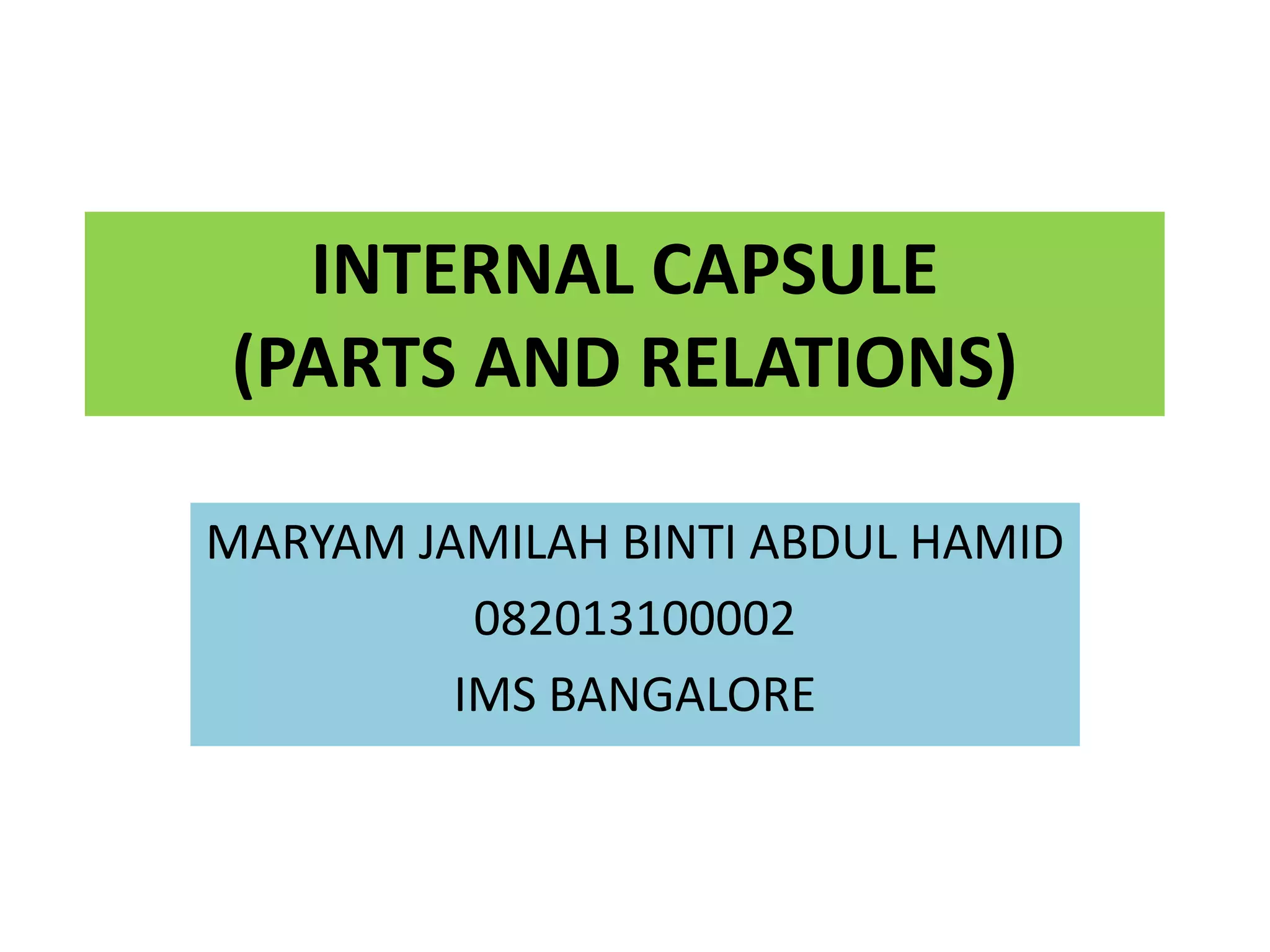 Internal Capsule-Anatomy | PPTX