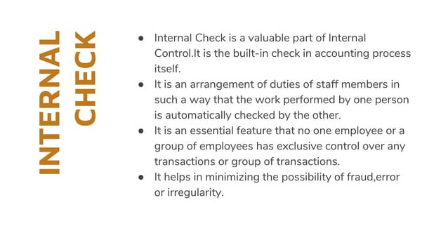Internal check internal audit internal control | PPTX
