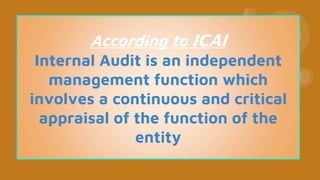 Internal check internal audit internal control | PPTX