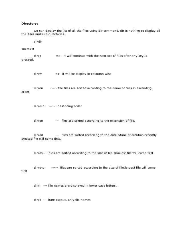 Internal Commands Of Dos