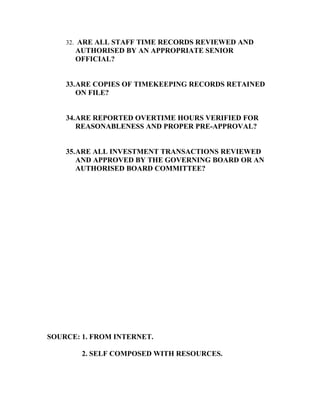 INTERNAL CONTROL SYSTEM -QUESTIONNAIRE | DOC