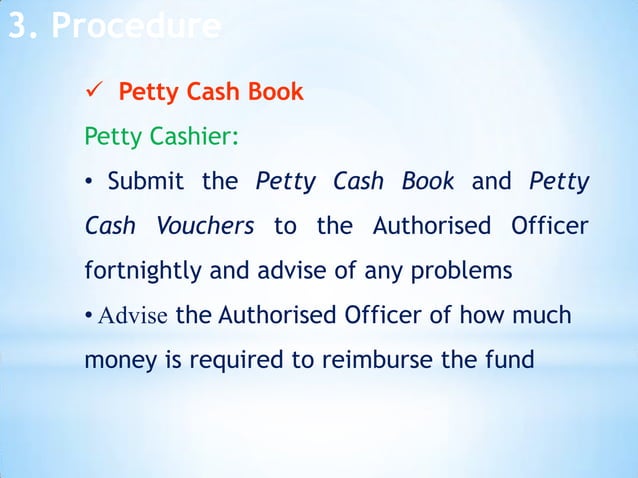 Internal control for petty cash(new) | PPTX