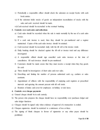 Internal control lecture notes (DAC 401: Principles and practices of ...