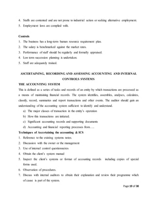 Internal control lecture notes (DAC 401: Principles and practices of ...