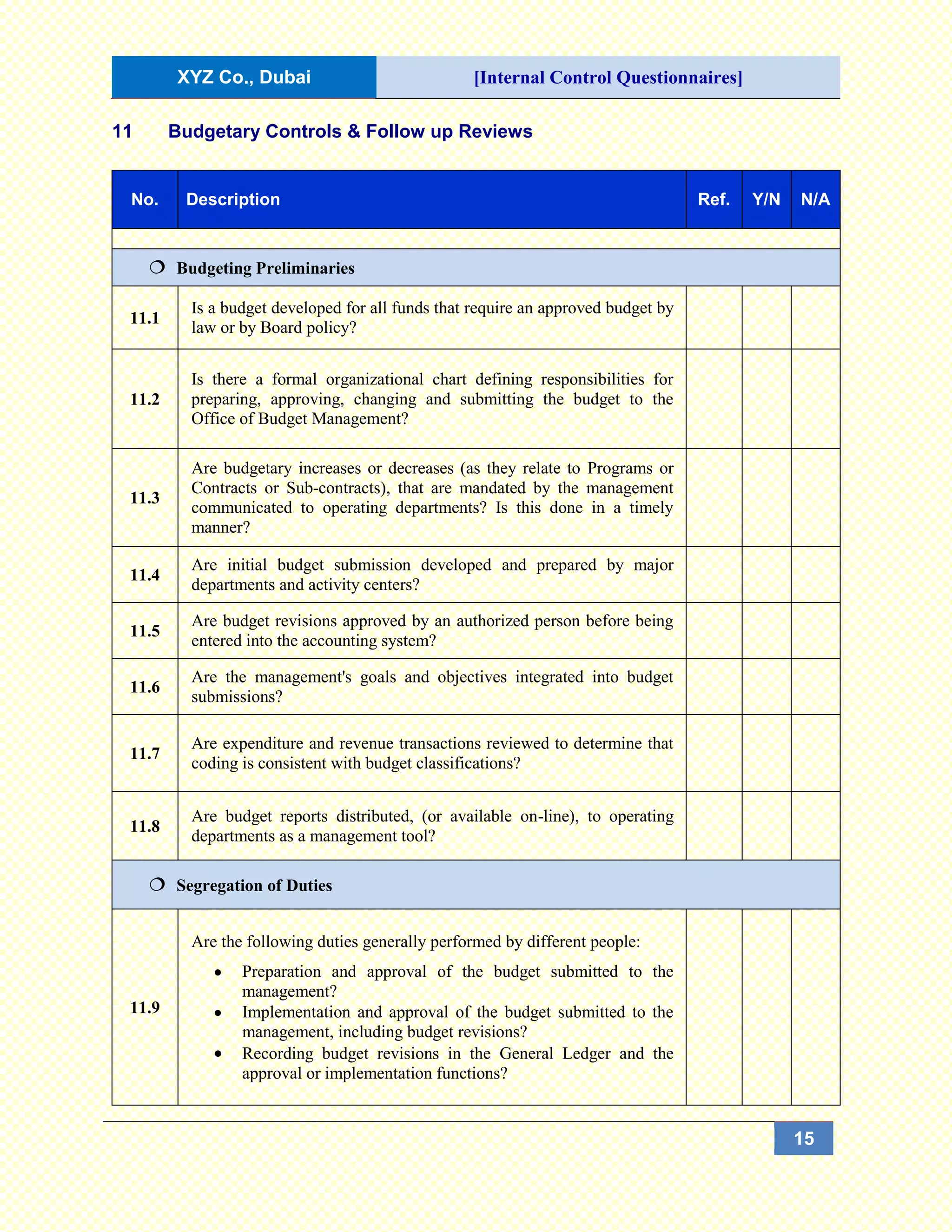 Internal Control Questionnaires (ICQs) | DOCX