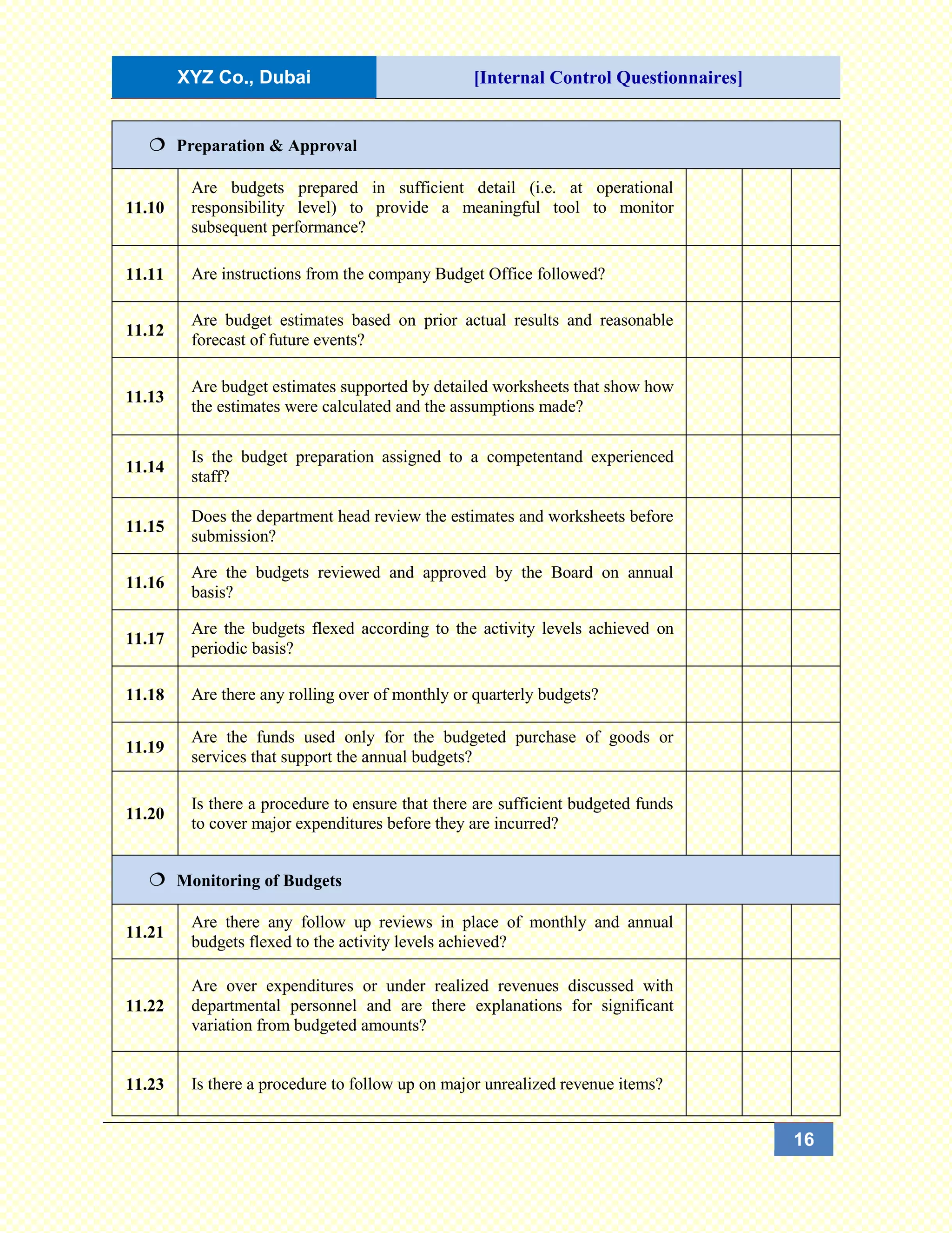 Internal Control Questionnaires (ICQs) | DOCX