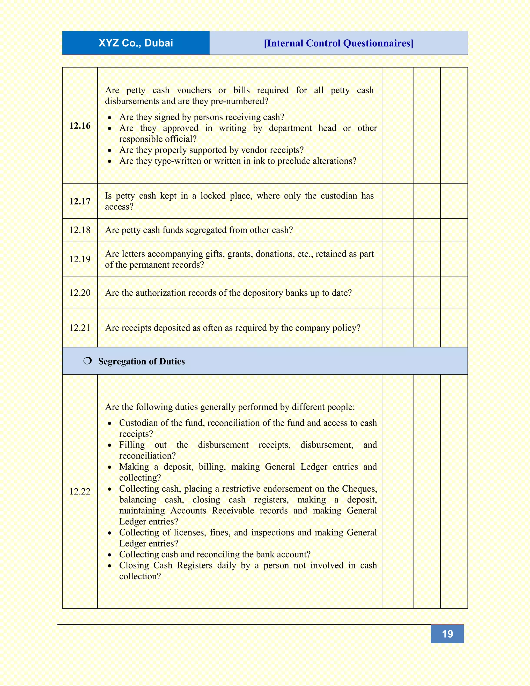 Internal Control Questionnaires (ICQs) | DOCX