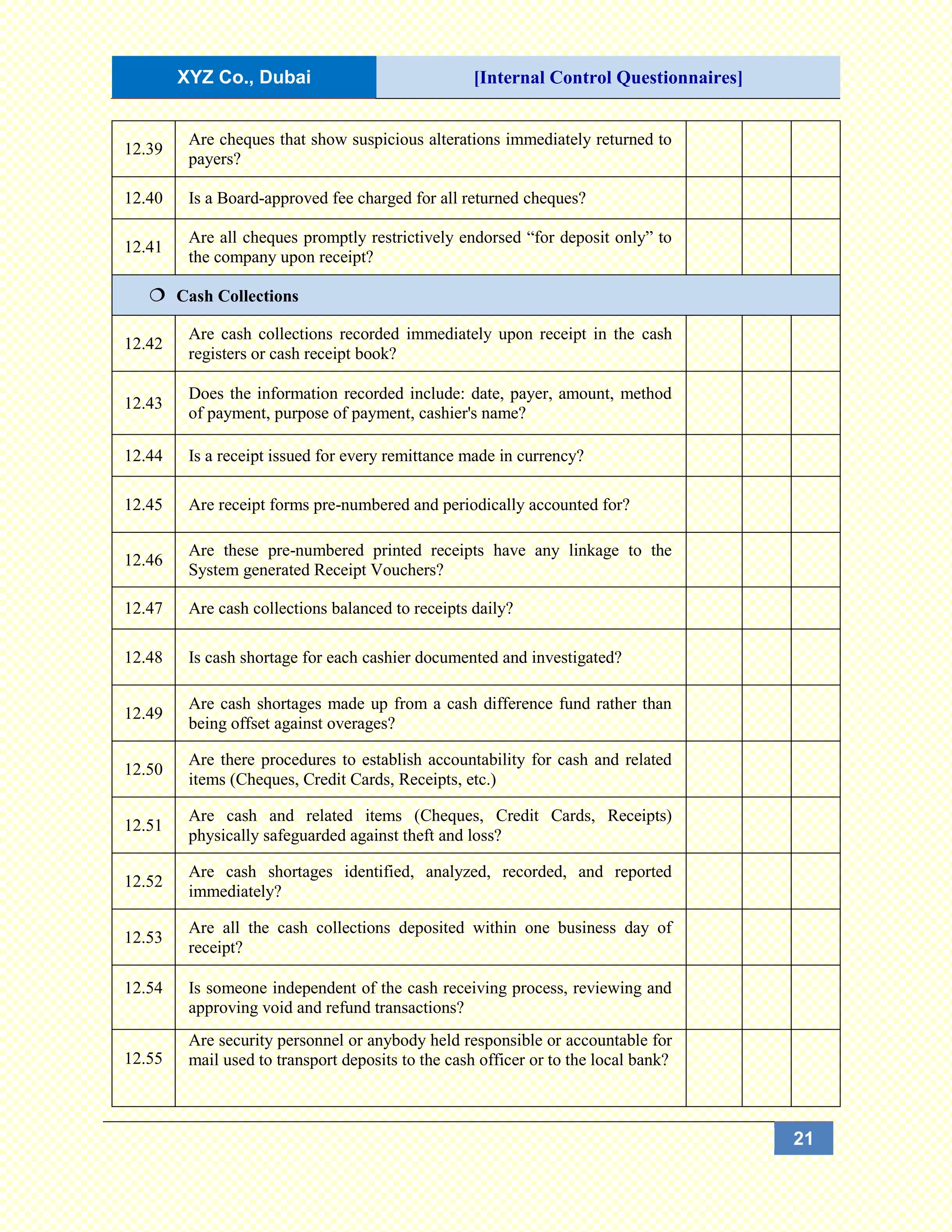 Internal Control Questionnaires (ICQs) | DOCX