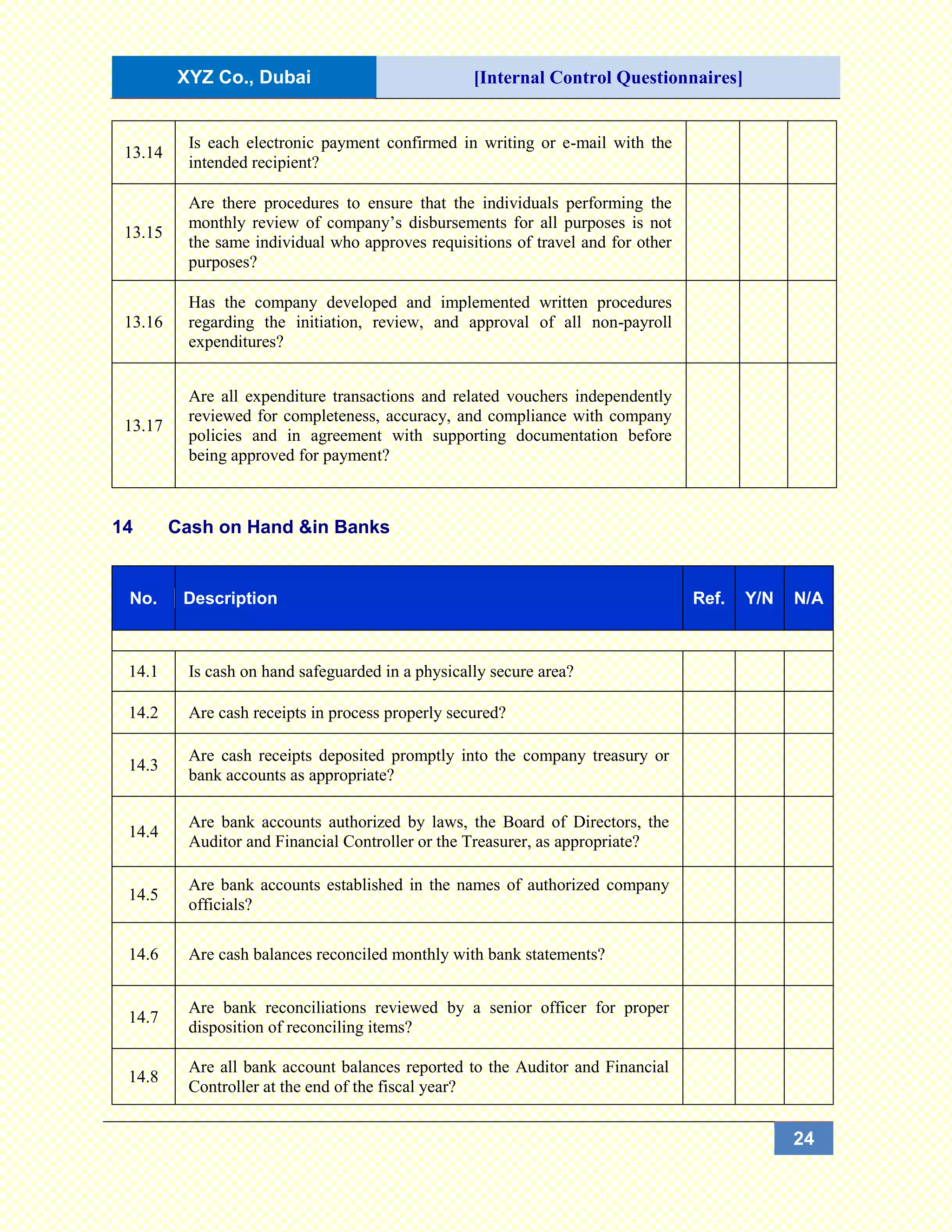 Internal Control Questionnaires (ICQs) | DOCX