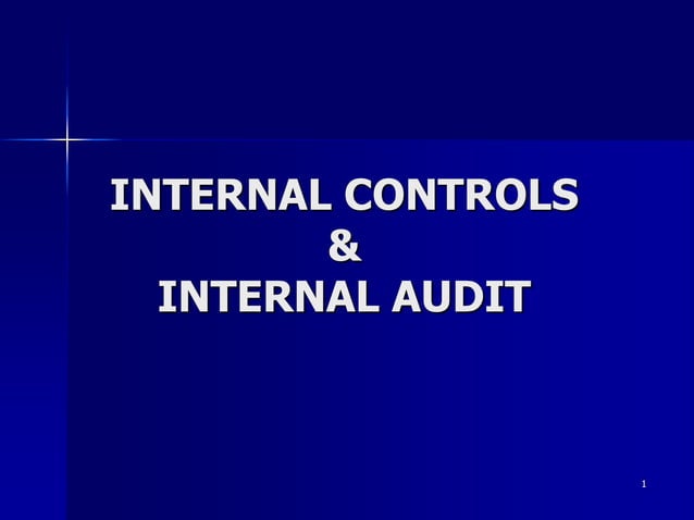 INTERNAL CONTROLS & INTERNAL AUDIT.ppt | Business | Business and Finance