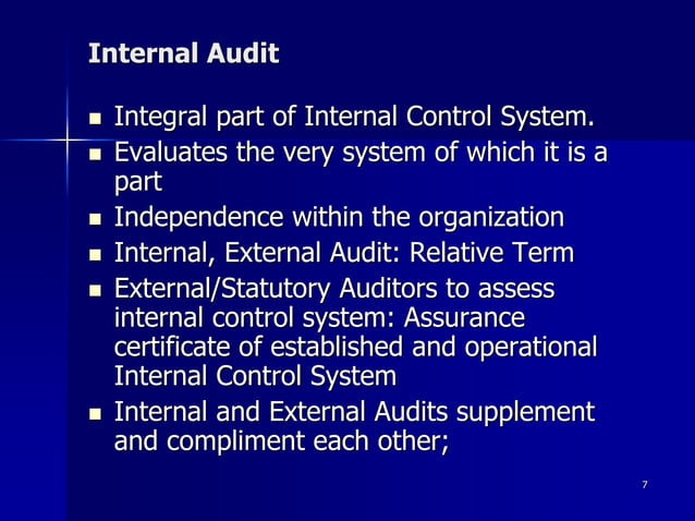 INTERNAL CONTROLS & INTERNAL AUDIT.ppt | Business | Business and Finance