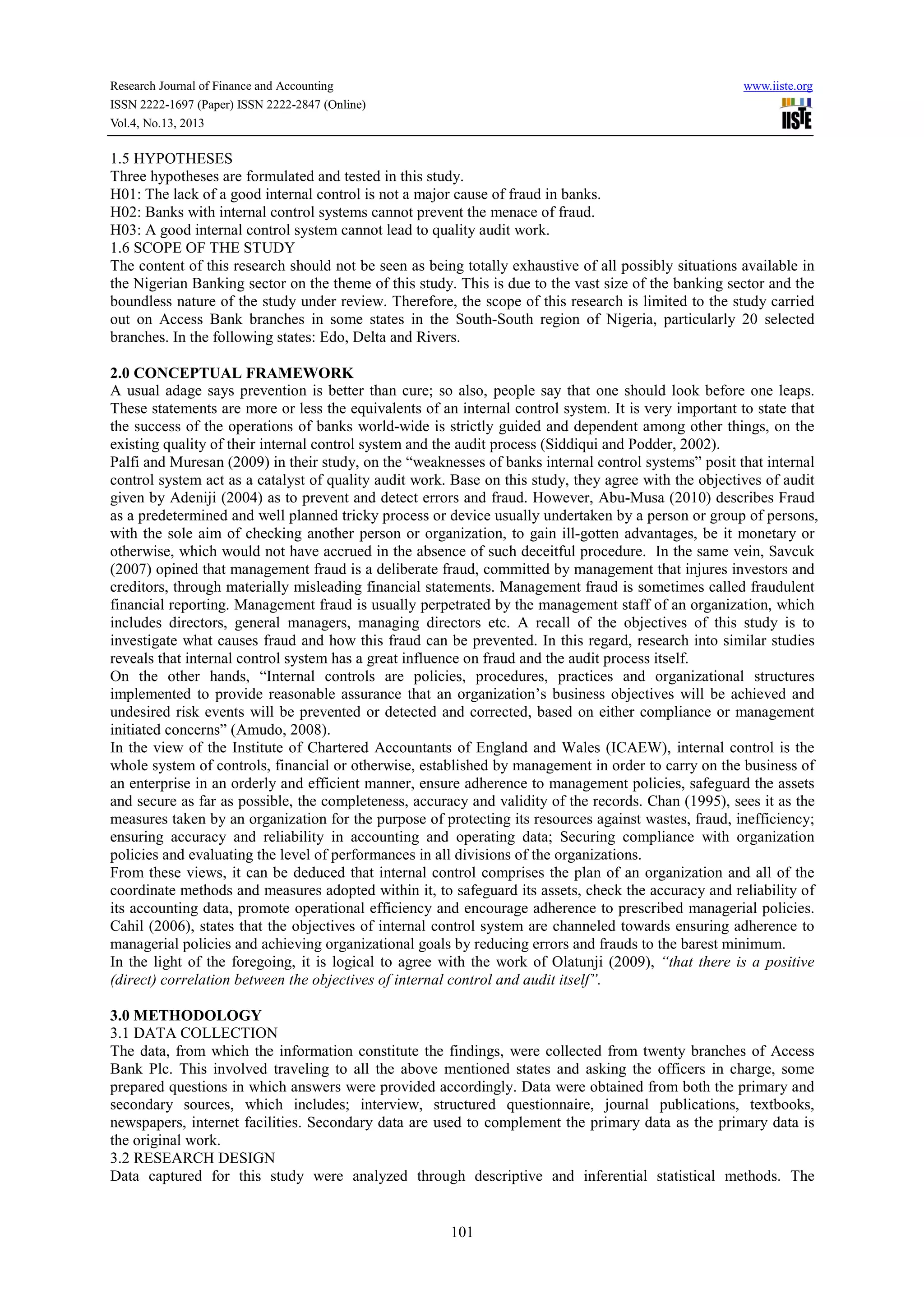 Internal control system and quality audit work | PDF