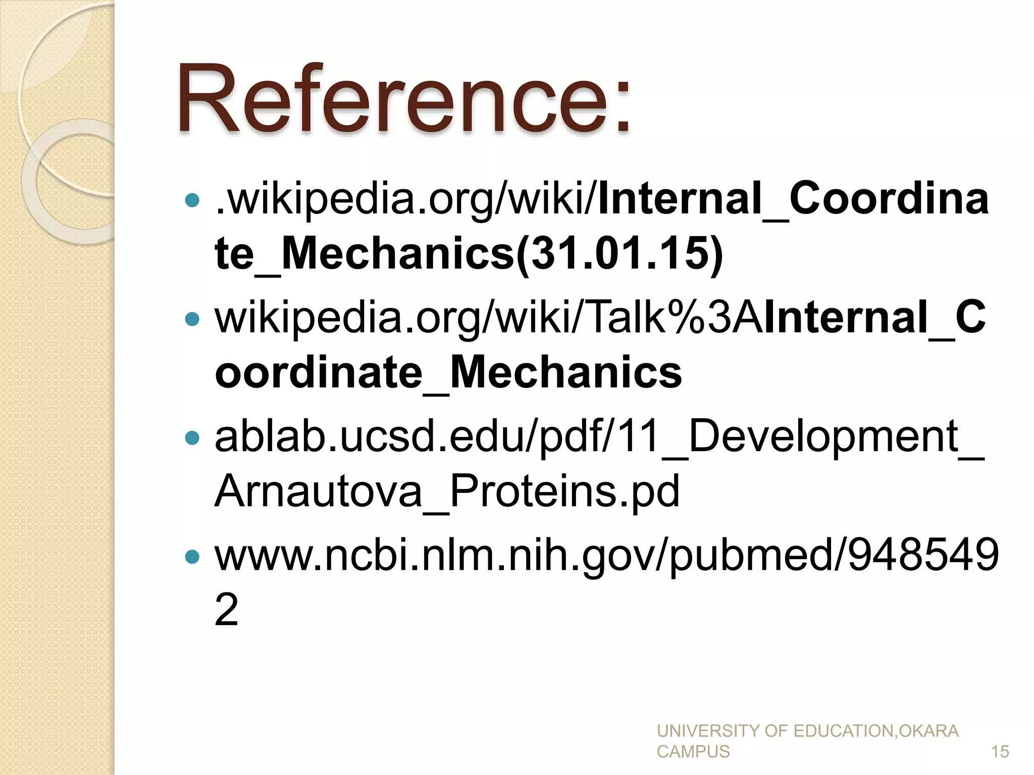 Internal coordinate mechanics | PPT