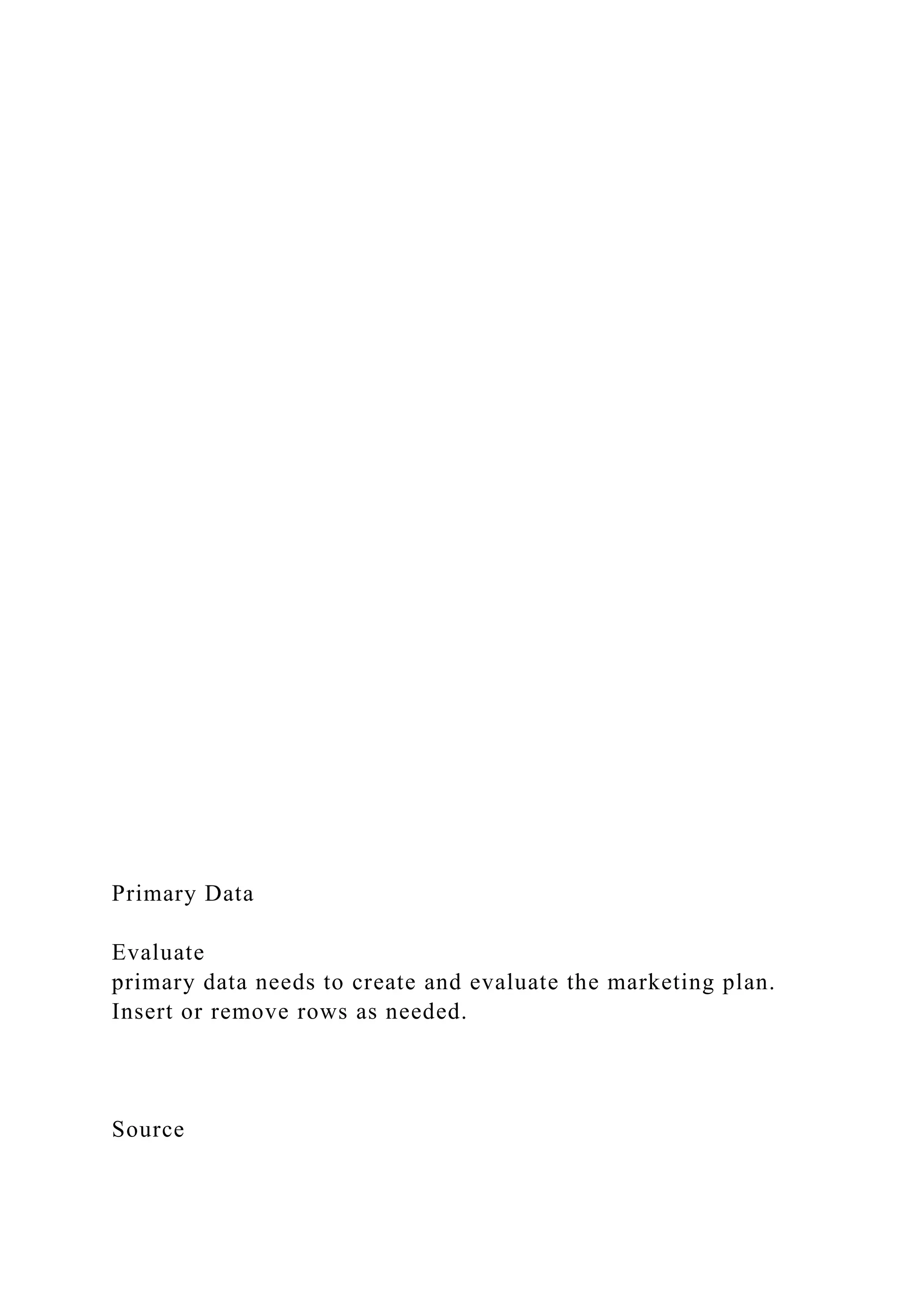 Internal DataEvaluate internal sources of information avai.docx