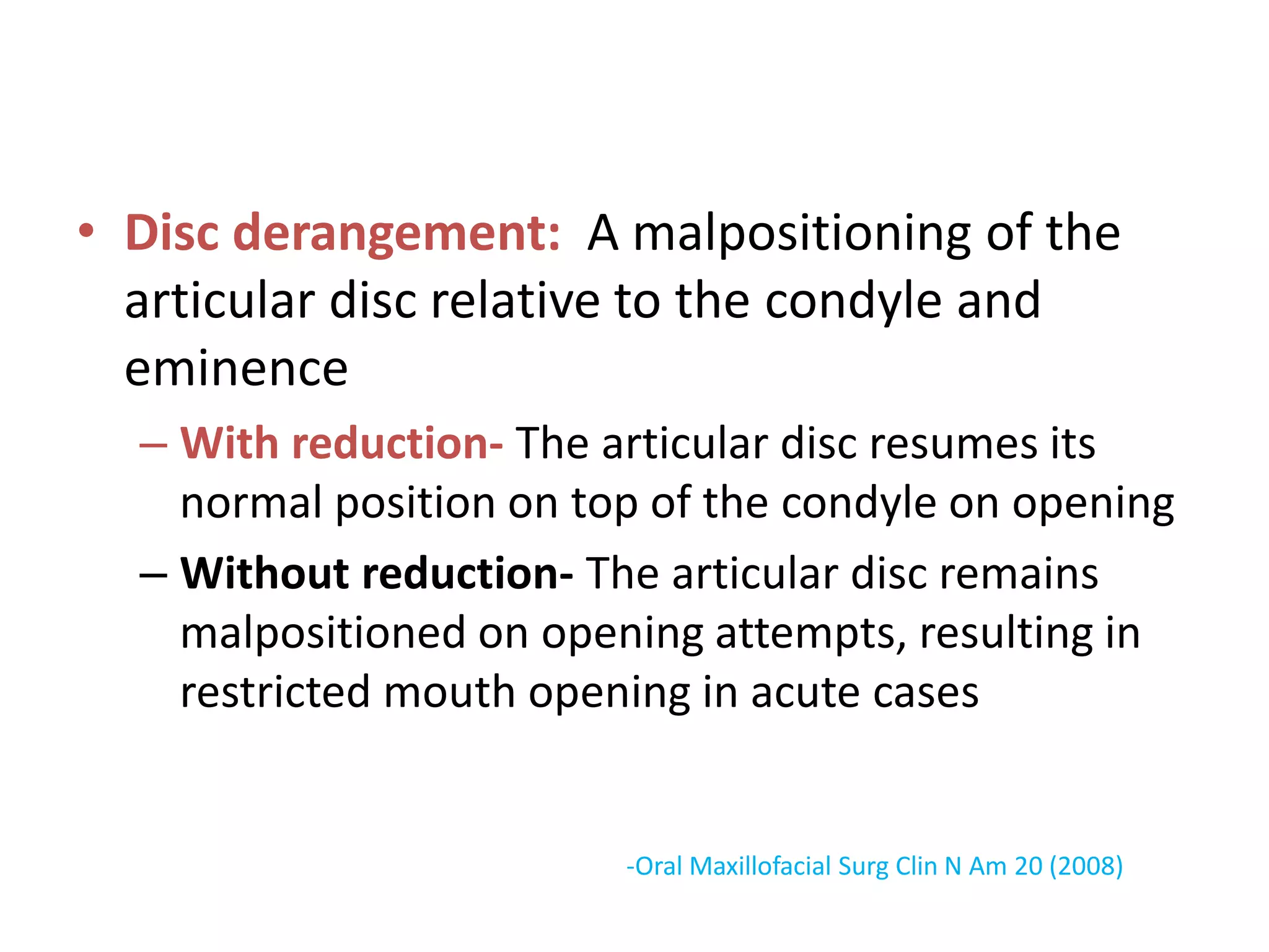 Internal derangement of tmj | PDF