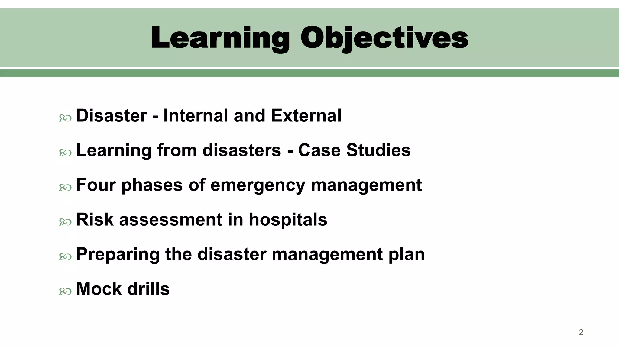 Internal Disaster Preparedness and Management in Hospitals | PPTX