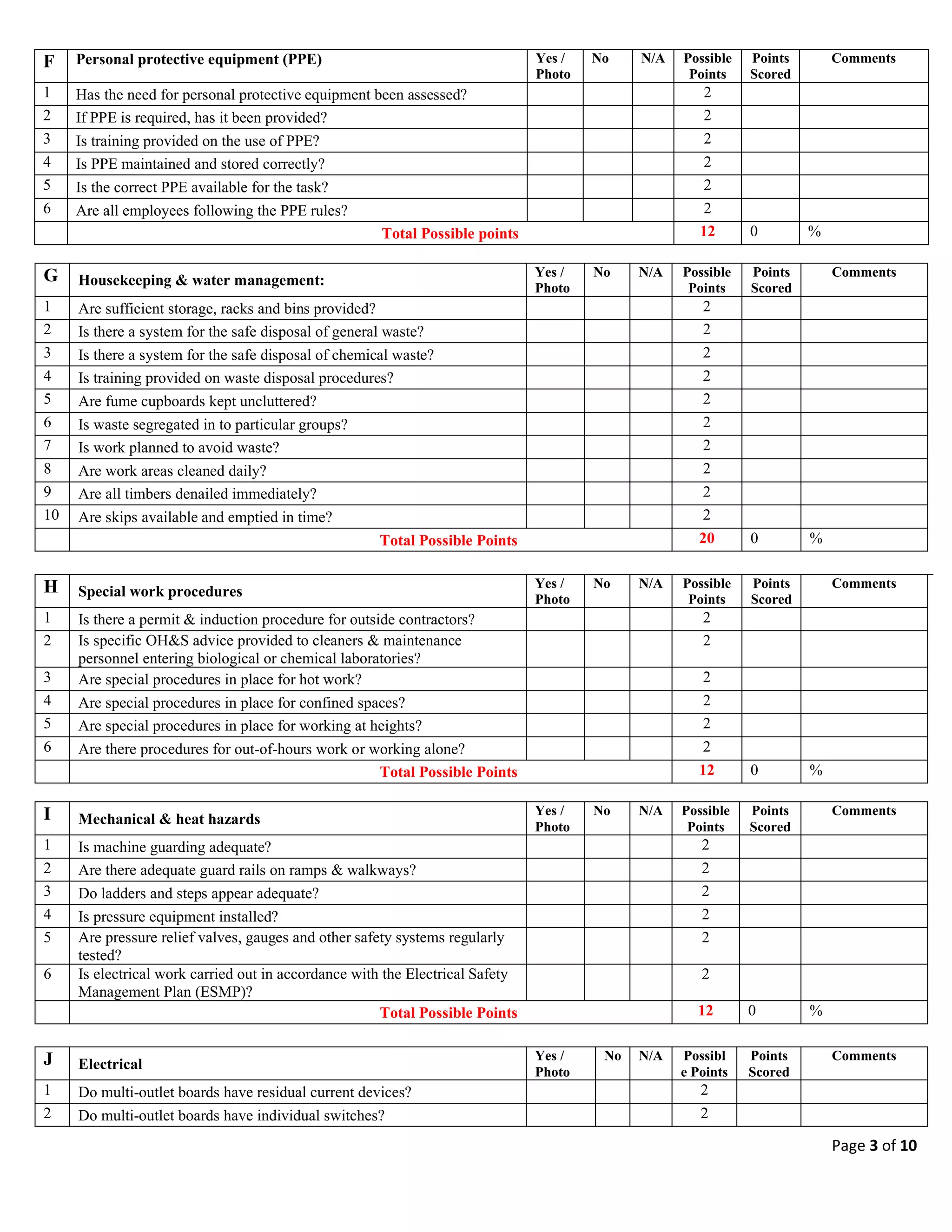 Internal EHS Audit check sheet | PDF