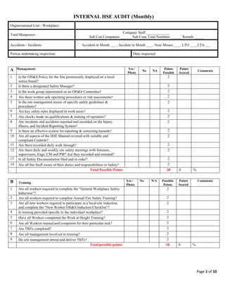 Internal EHS Audit check sheet | PDF