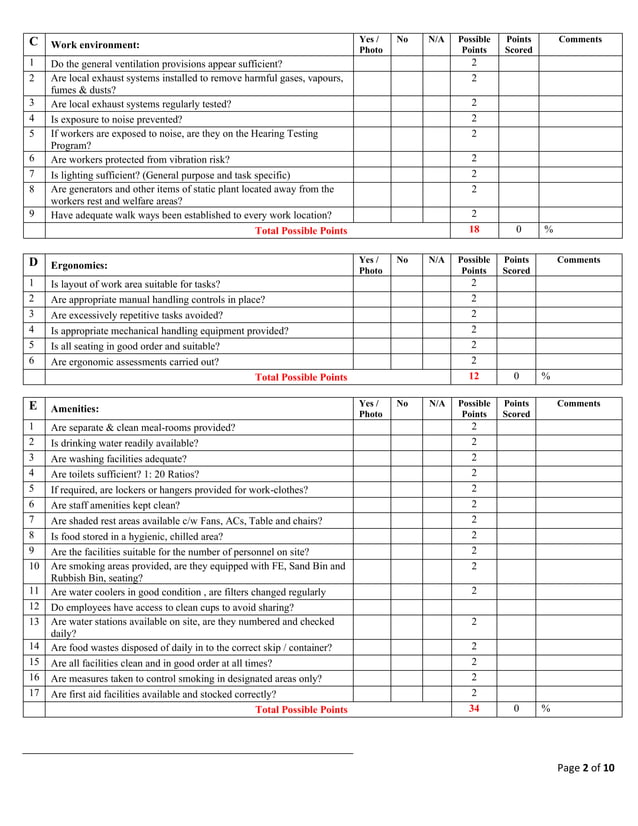 Internal EHS Audit check sheet | PDF