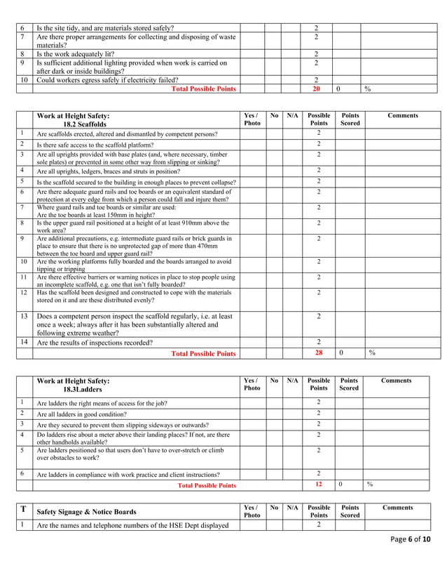 Internal EHS Audit check sheet | PDF