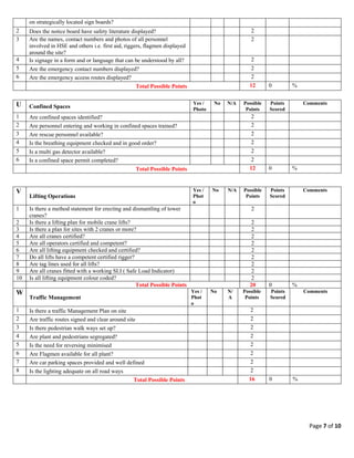 Internal EHS Audit check sheet