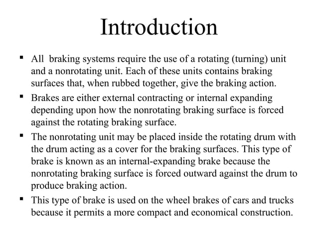 Internal expanding shoe brake short presentation | PPT | Physics | Science