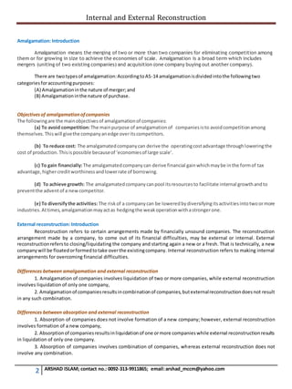 Internal & external recounstruction | DOCX | Mergers and Acquisitions ...