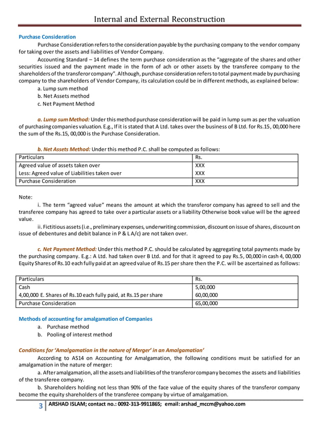 Internal & external recounstruction | DOCX | Mergers and Acquisitions ...