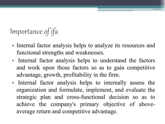 Internal factor analysis | PPTX | Business Administration | Business