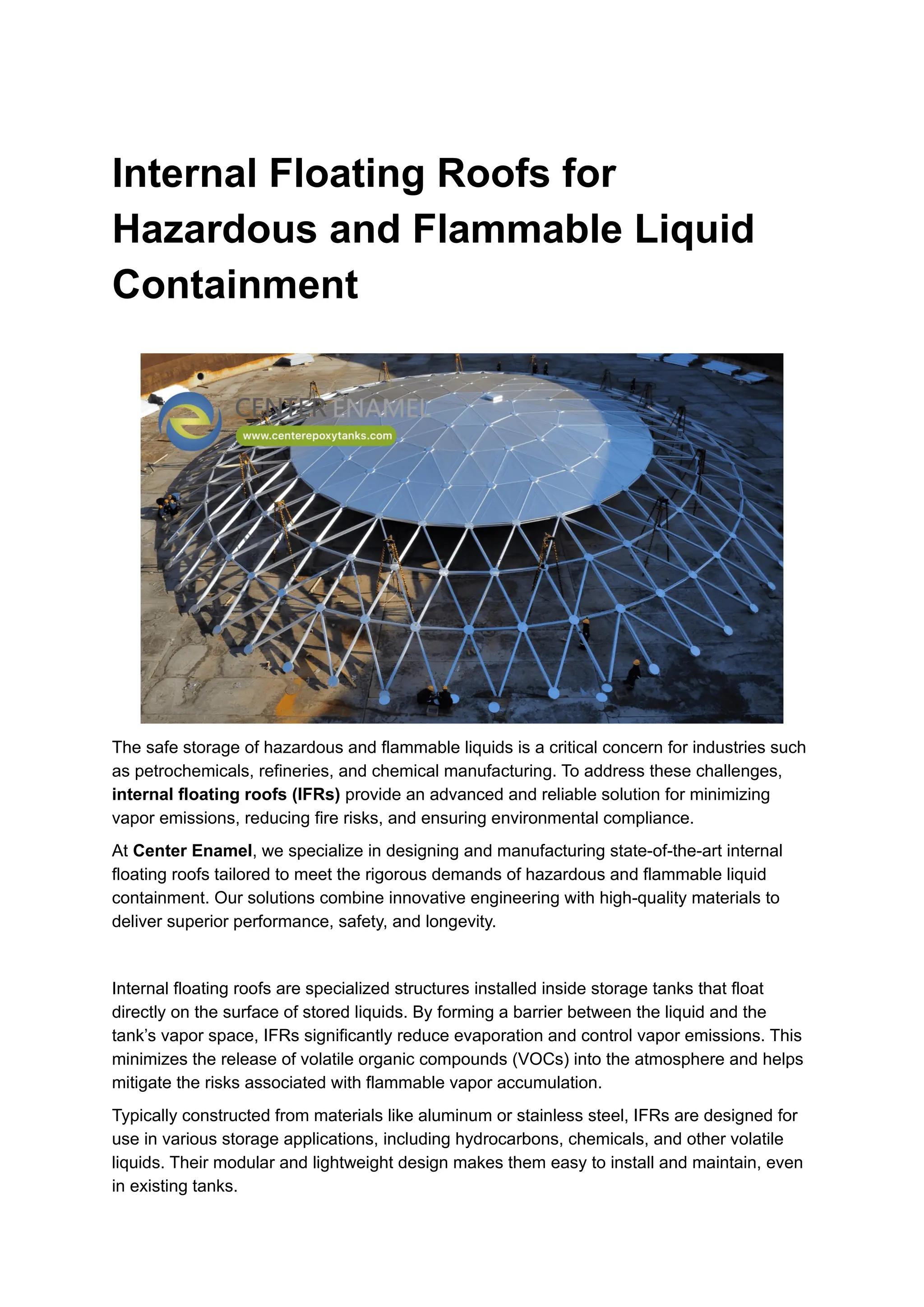Internal Floating Roofs for Hazardous and Flammable Liquid Containment.docx