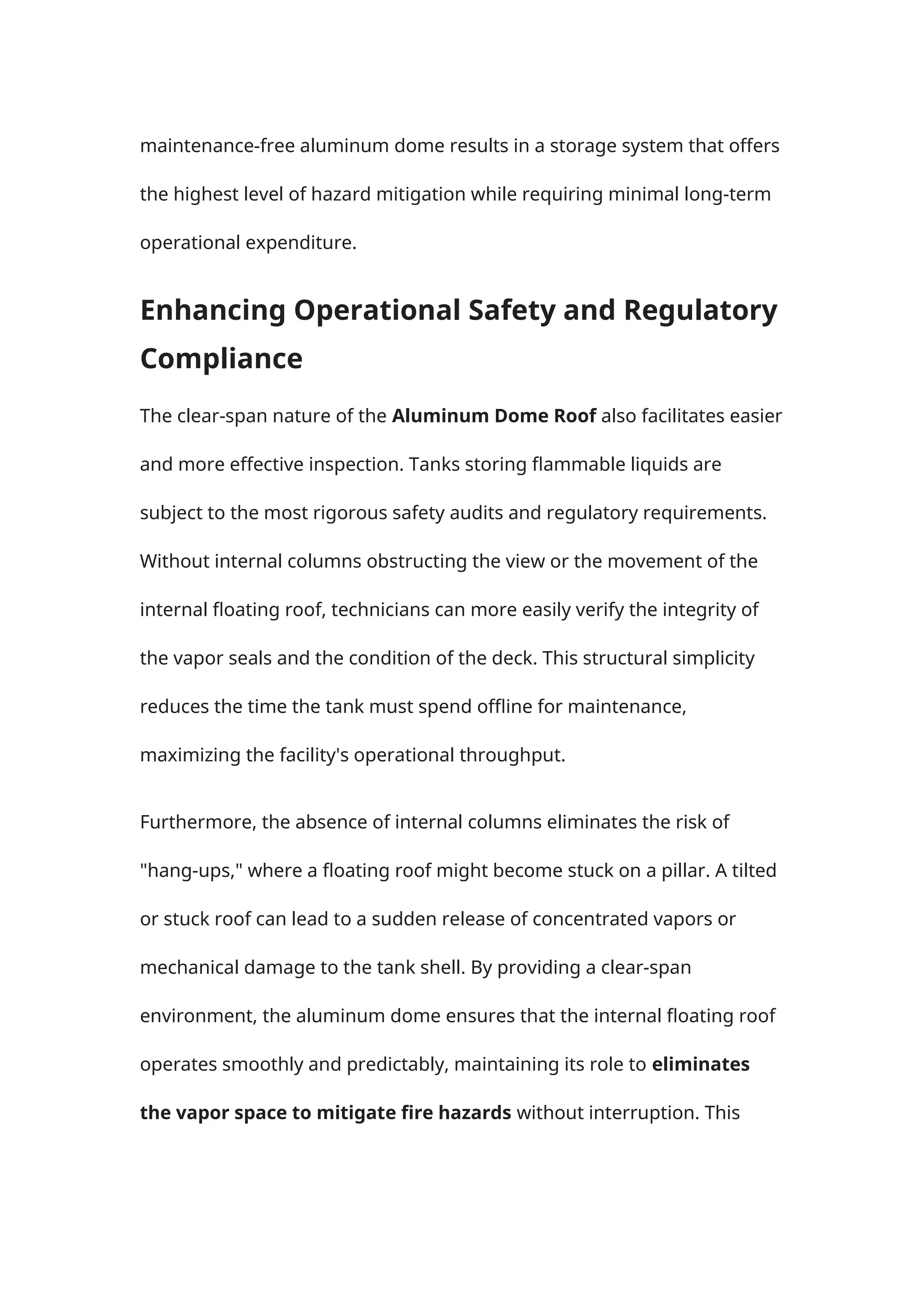 Internal Floating Roofs for Welded Carbon Steel Flammable Liquid ...
