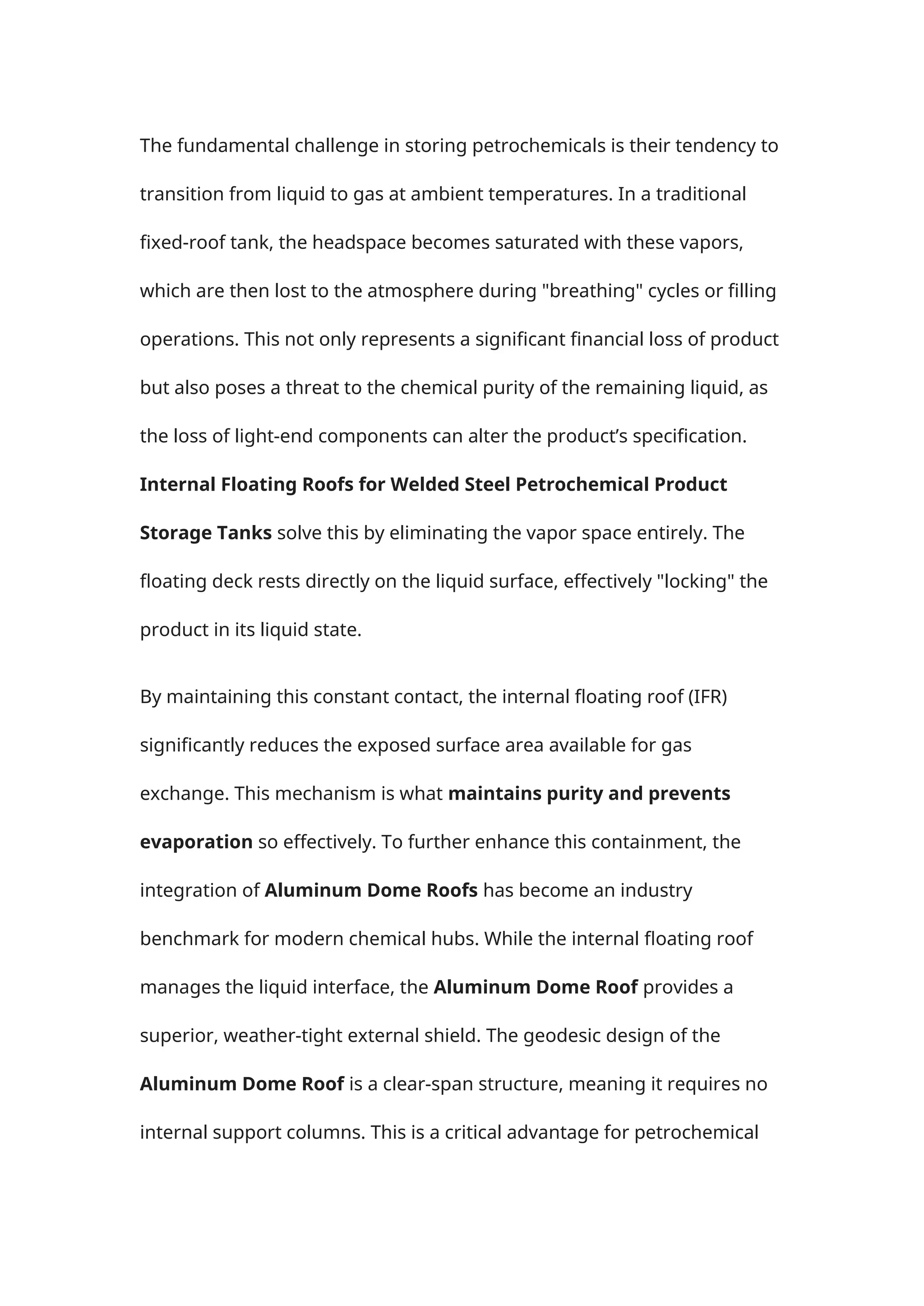 Internal Floating Roofs for Welded Steel Petrochemical Product Storage ...