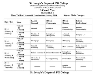 Internal i jan 2014 timetable new | PPT