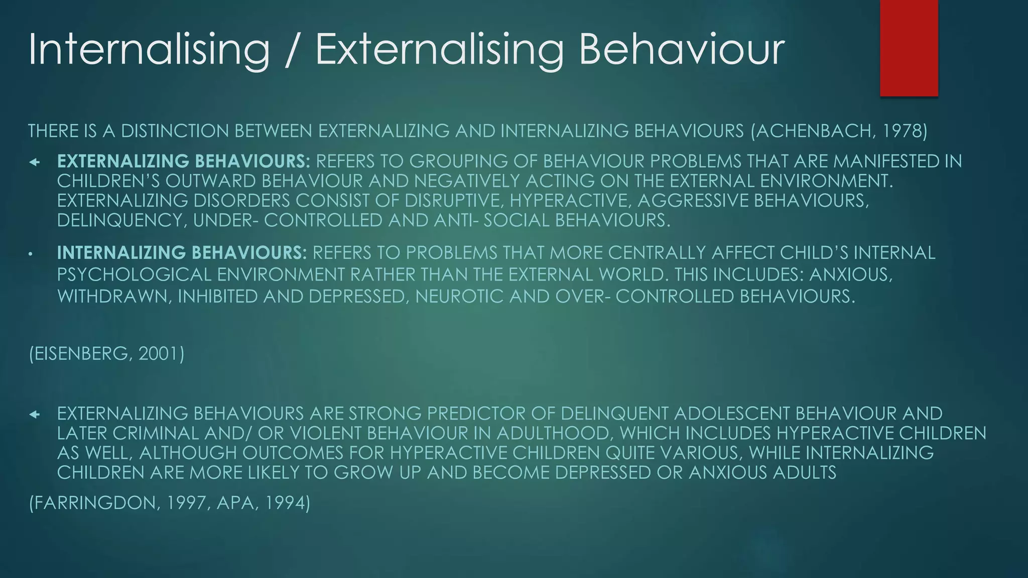 Internalising and Externalizing Behaviours | PPTX