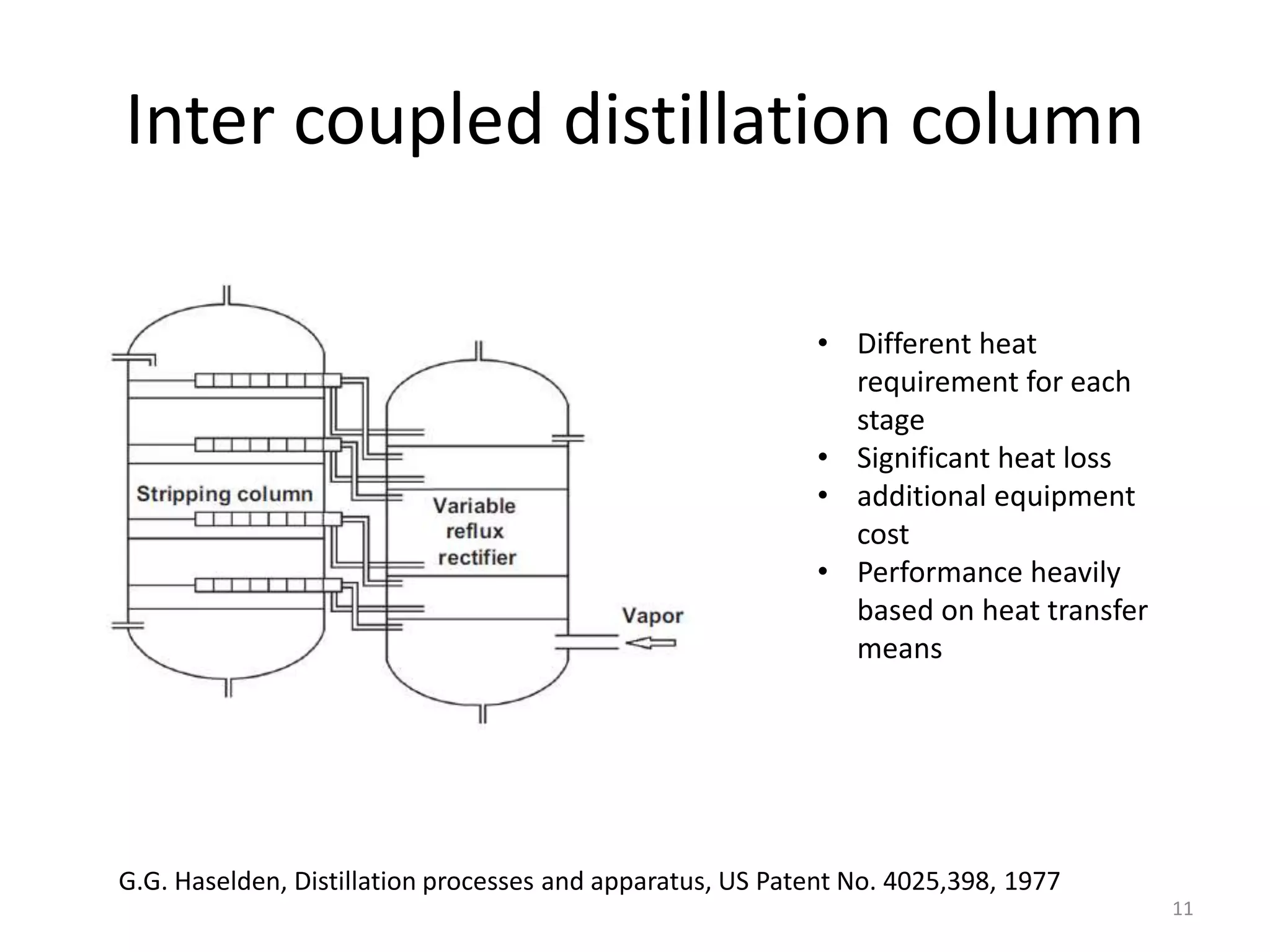 Internally heat integrated distillation column for close boiling mixure ...