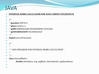 Internal mark calculator | PPT