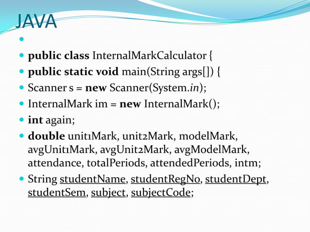 Internal mark calculator | PPT