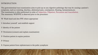 Examination and diagnosis of the GI system | PPTX
