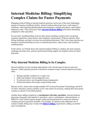 Internal Medicine Billing: Simplifying Complex Claims for Faster ...