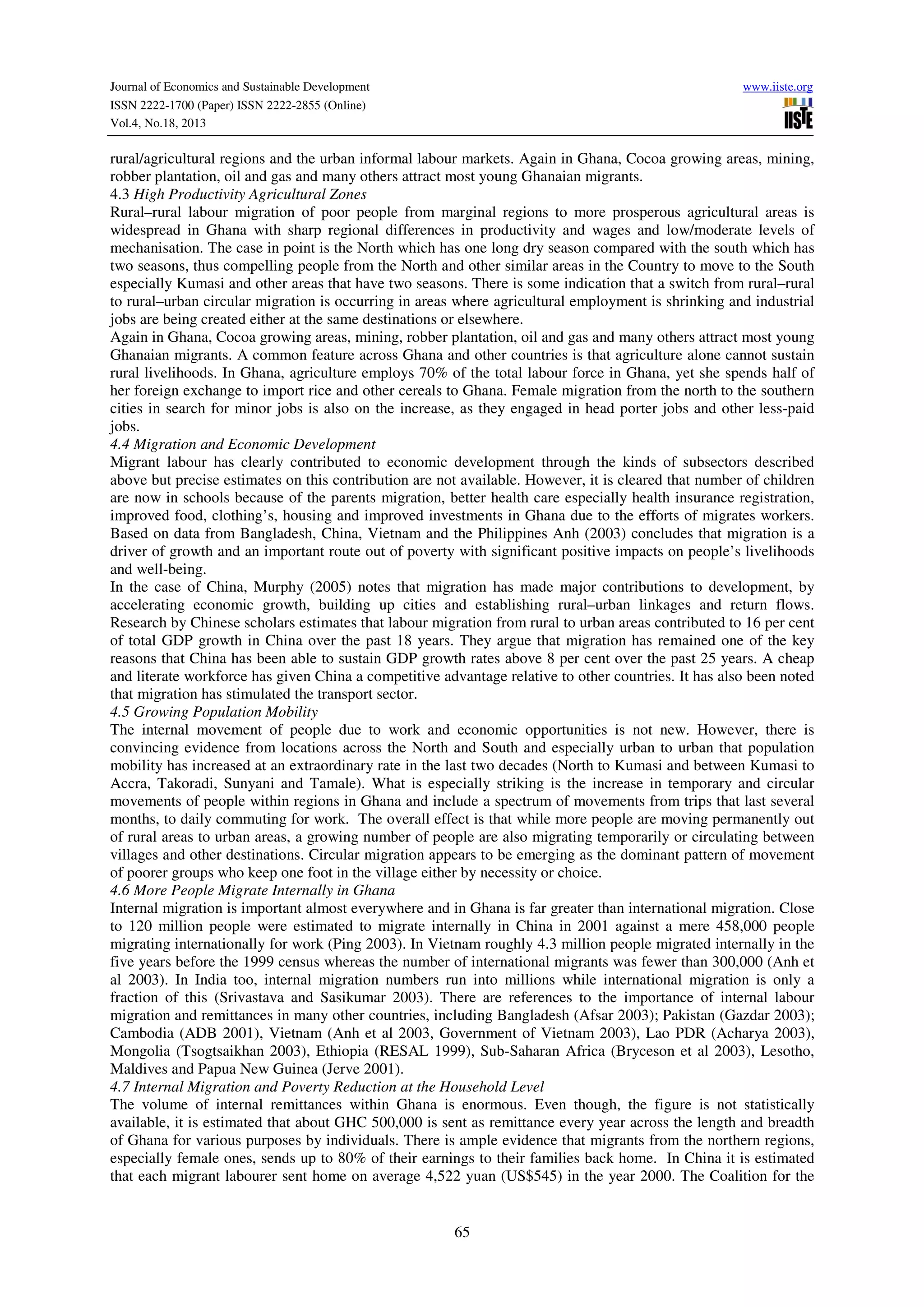 Internal migration and poverty reduction in ghana | PDF