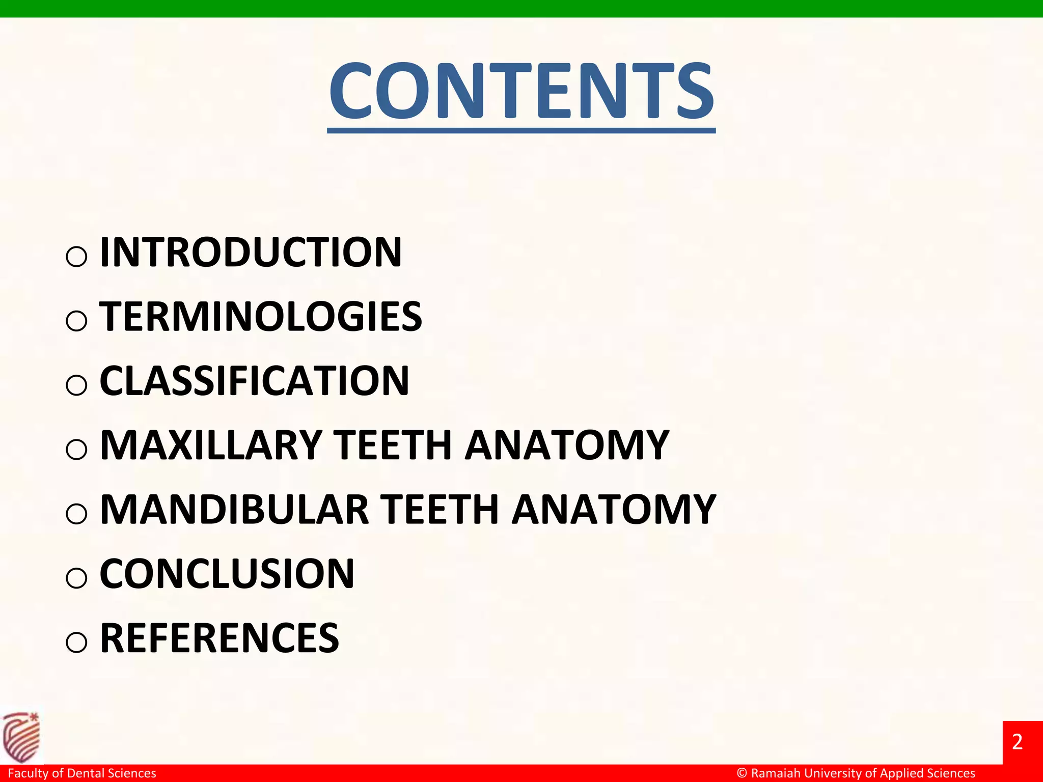 Internal morphology of permanent teeth | PPTX