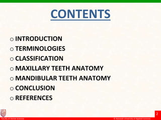 Internal morphology of permanent teeth | PPTX