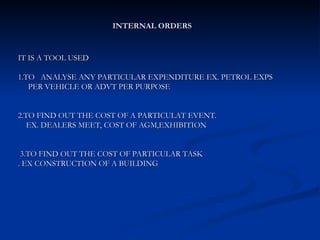 INTERNAL ORDERS SETUP and CONFIGURATION SETTINGS | PPT