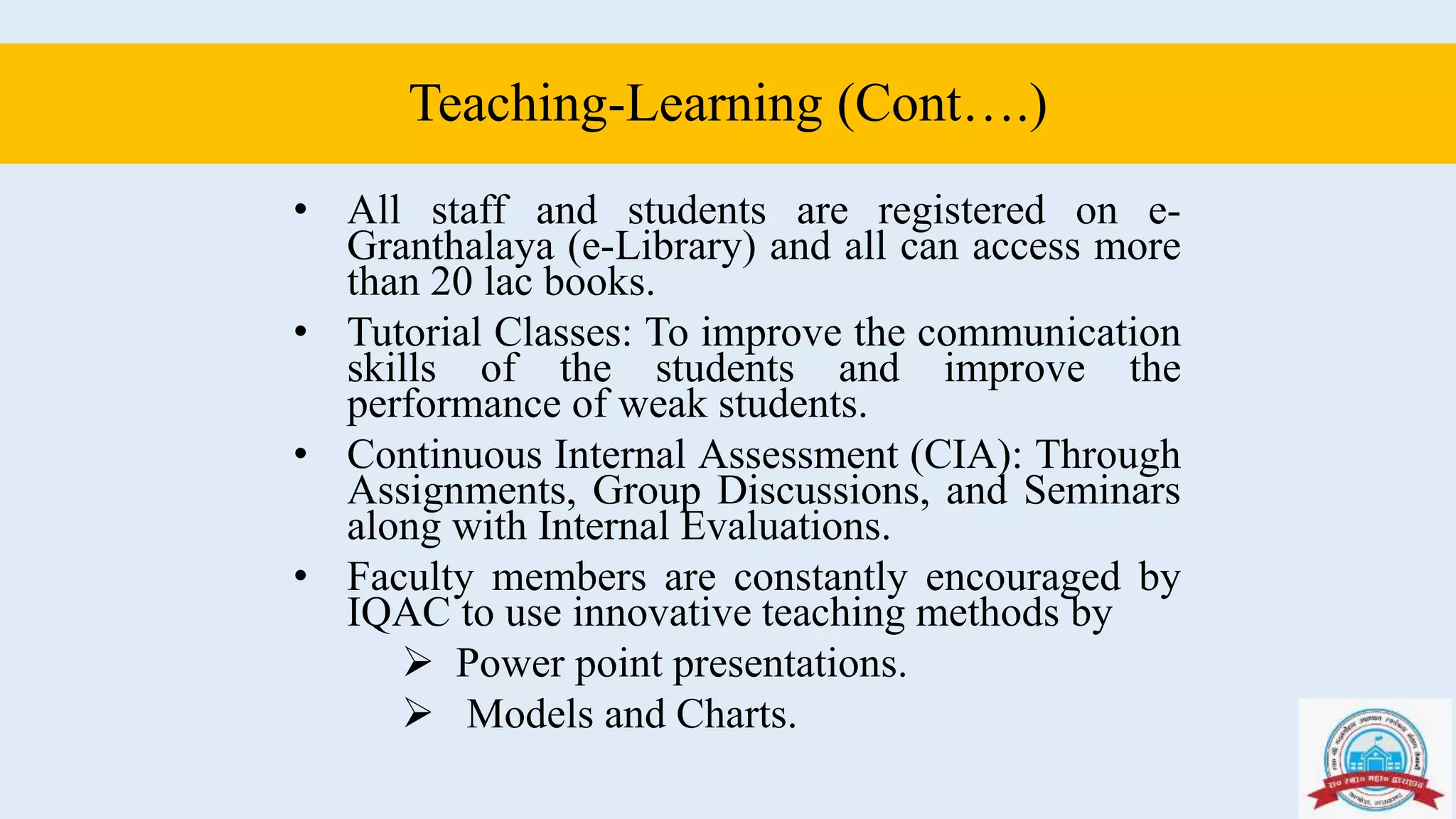 NAAC Visit Presentation of Internal Quality Assurance Cell | PPTX