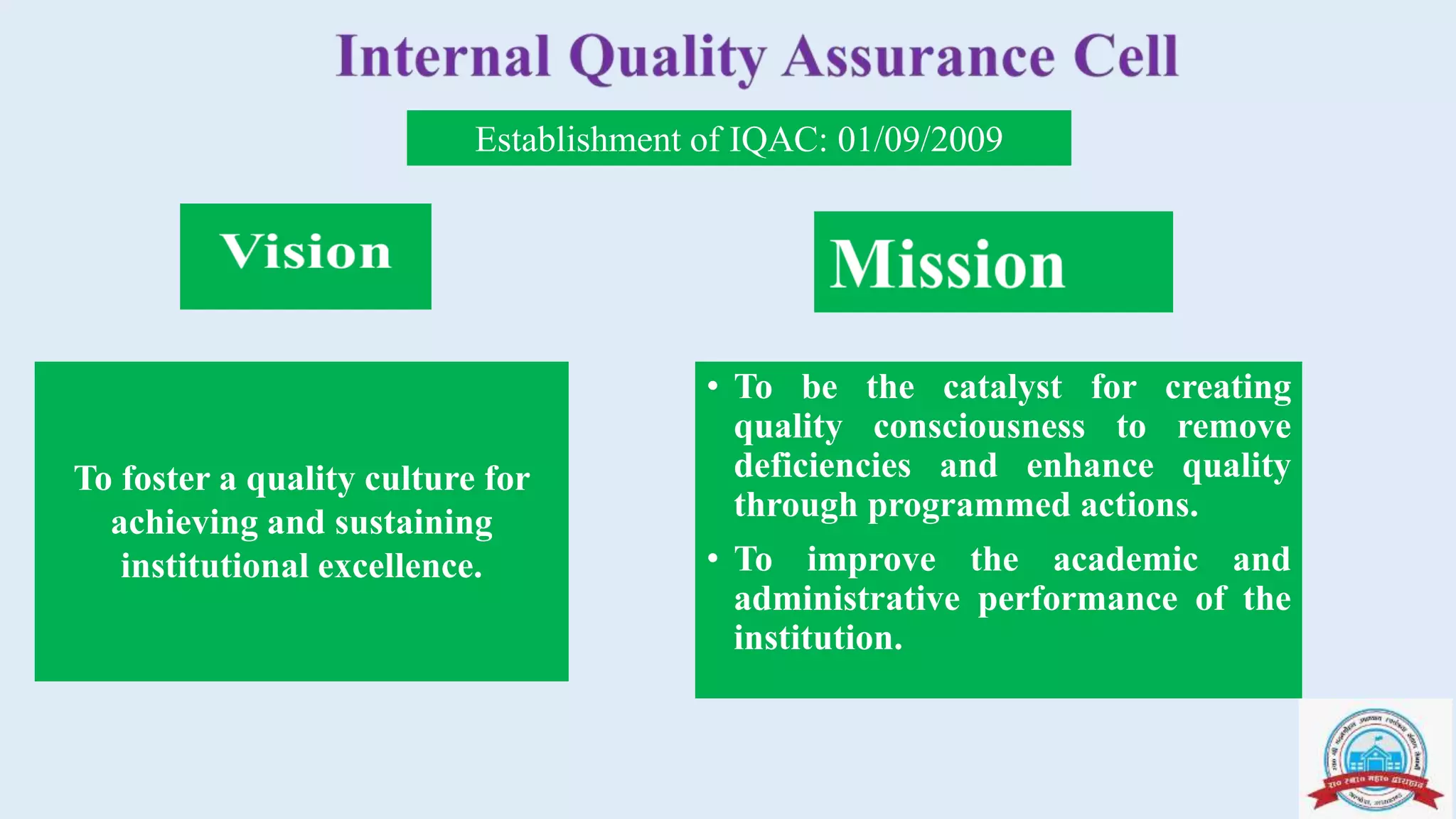 NAAC Visit Presentation of Internal Quality Assurance Cell | PPTX